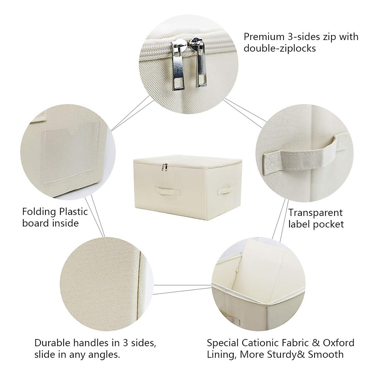 iwill CREATE PRO Collapsible Rigid Storage Bins with Lid, Shelves Clothes Storage Cubes, Tide Up Your Wardrobe, Beige, Set of 2