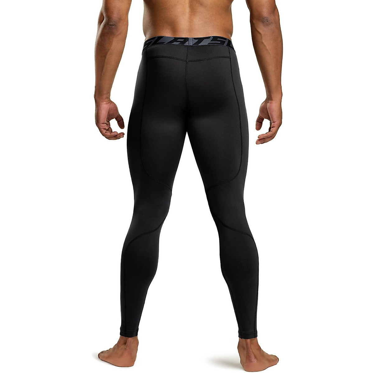 TSLA Men's Thermal Compression Pants, Athletic Sports Leggings & Running Tights, Wintergear Base Layer Bottoms, Heatlock Jet Black, Large
