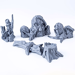 3D Vikings Magical Forest - 4-Piece Mystical Trees and Carved Rock, 28/32mm Scale, Tabletop RPG Terrain