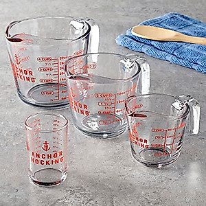Anchor Hocking Glass Measuring Cup, 4 Pieces, Set Includes 5 oz, 1-cup, 2-cup, 4-cup
