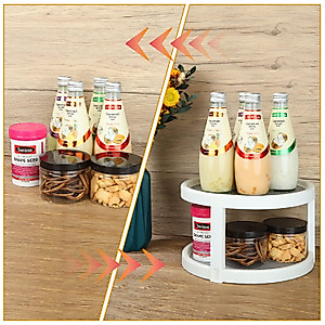 QTLCOHD 2 Pack 2 Tier Lazy Susan Organizer 10 Inch Turntable Lazy Susan Rotating Spice Rack for Cabinet Pantry Fridge Bathroom Kitchen