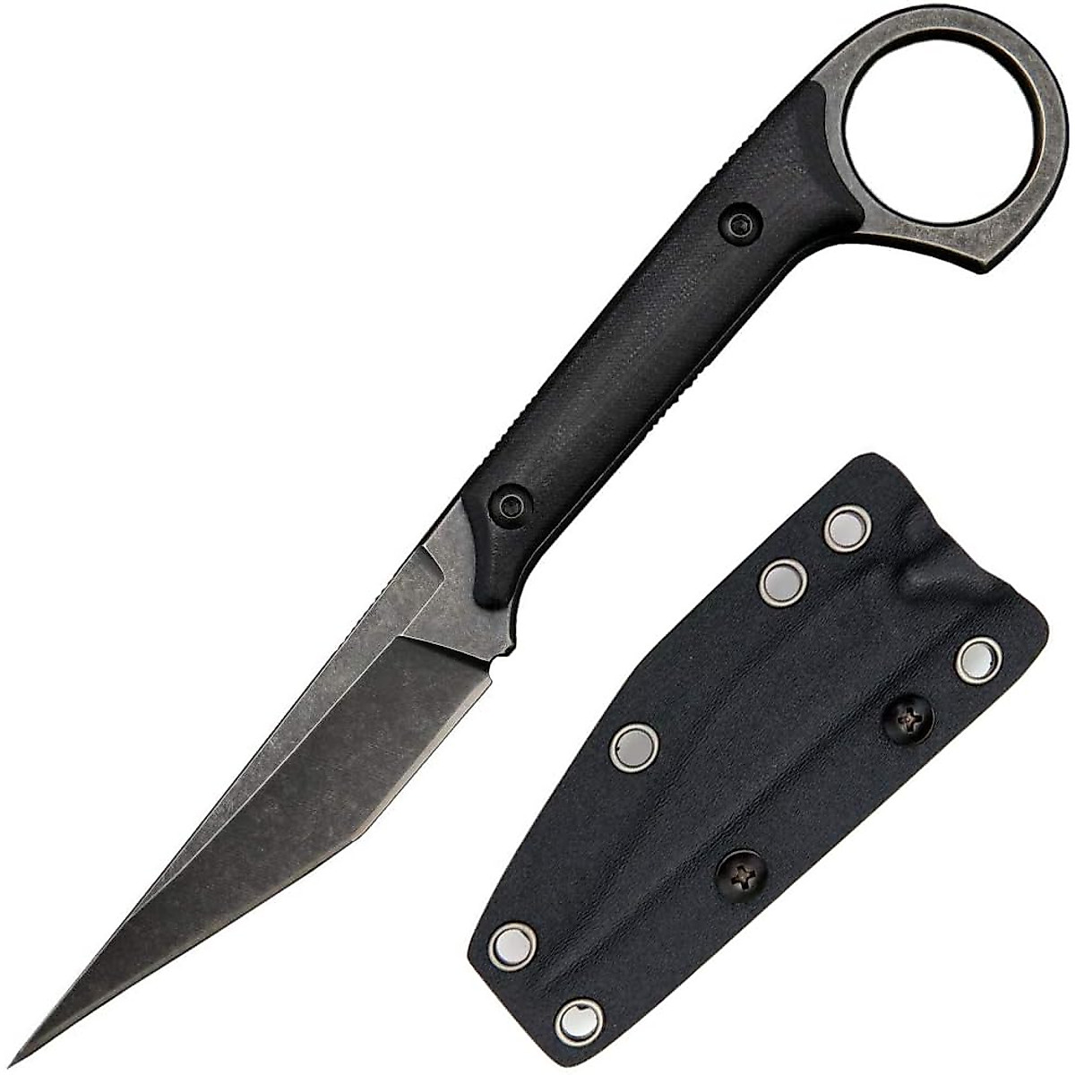 Gtkii GTK140 Fixed Blade Knife, D2 Steel Blade G10 Handle EDC Tool Knife for Outdoor Camping Hiking Hunting(Black)