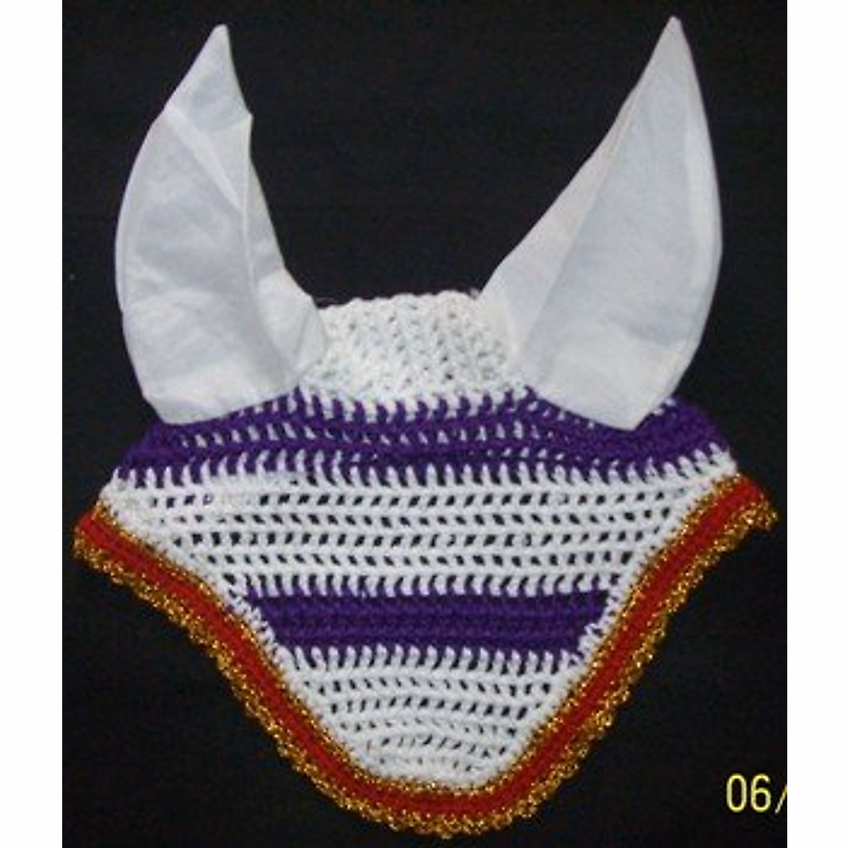 Avani Creations Ad Horse Ear Net Crochet Fly Veil Equestrian Fly Bonnet/Veil/mask Standard Size