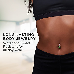 Pierce2GO 14G Belly Button Rings Surgical Steel Weed Marijuana 4/20 Belly Button Ring with CZ Stone - Belly Piercing for Women – 7/16”