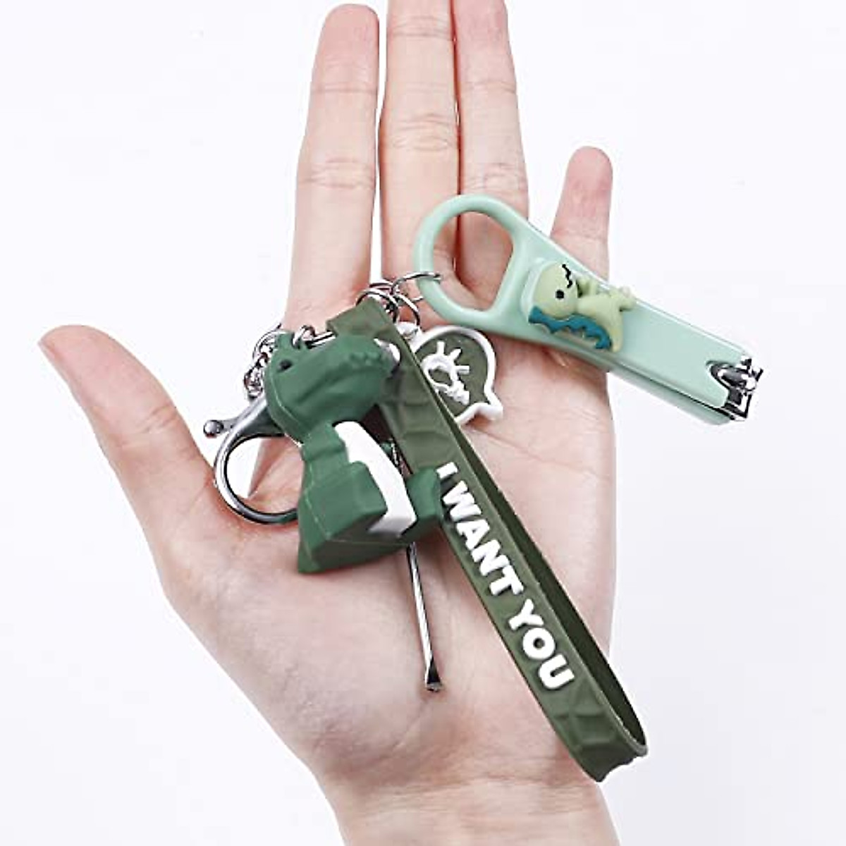 Dinosaur Nail Clippers Ultra Sharp Sturdy Nail Cutters with Ear Pick Dinosaur Keychain Set Gift-Dinosaur