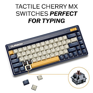 DURGOD Fusion Mechanical Retro Keyboard | 65% Layout | Wireless 2.4 GHz, Bluetooth 5.0, USB C | Doubleshot PBT | Up to 40 Days Battery Life | Windows, Android, iOS (Cherry MX Brown, Navigator)