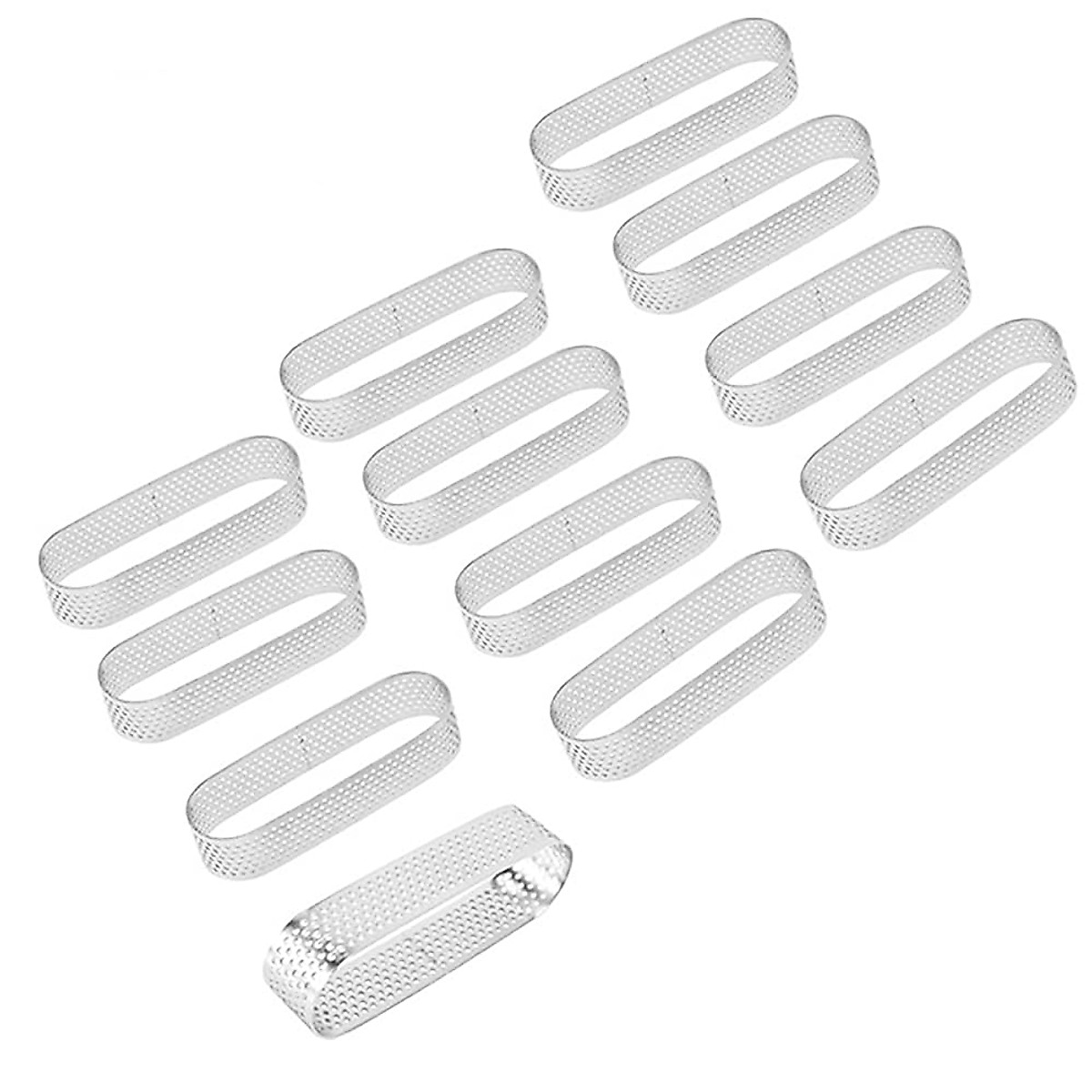 Lyzeous 12Pcs Oval Tartlet Dessert Mousse Fruit Pie Tart Ring Quiche Cake Mold, Stainless Steel Tart Mousse Ring