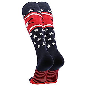 TCK Patriotic USA Baseball Socks with Baseball Bats (Navy/Red/White, Small)