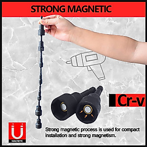 TOOLEAGUE Magnetic Nut Driver Set for Impact Drill Cr-V Steel 1/4" Quick-Change Hex Shank 17 Piece Metric/SAE Screwdriver with Storage Bag