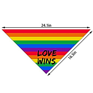 Love Wins Dog Bandana LGBT Rainbow Dog Scarf Pride Day Adjustable Accessories for Small Medium Dogs Cats Pets