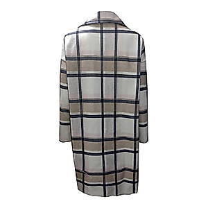 JLFNYA Chamarras Para Mujer,Womens Slim Fit Winter Coats Laple Long Sleeve Plaid Print Single Breasted Buckle Jackets Tops Woolen Fall Outwear