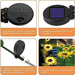 ZHUPIG Solar Solar Sunflower Lights Outdoor 2 Pack, Solar Garden Lights Landscape Pathway Lights Decorative Stake, Auto ON/Off, Waterproof LED Solar Powered Lights for Patio Lawn Garden Yard