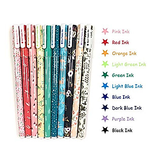 Wrapables Cute Novelty Gel Ink Pens, 0.5mm Fine Point (Set of 10) for School, Office, Stationery, Whimsical Multicolor Ink