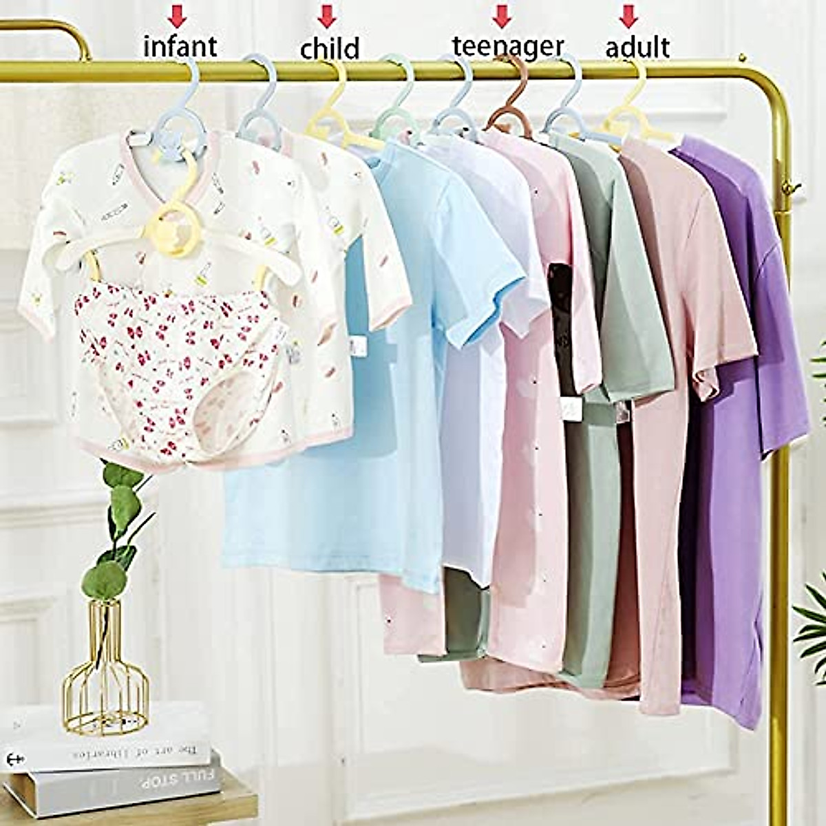 40pcs Baby Gift HGYZE Nursery Closet Hangers, Ultra-Thin Non-Slip and Extendable Laundry Infant Pant Hanger for Newborn Clothes - Adjustable Children Coat Hanger for Girl Boy Toddler Kid（Blue & Pink）