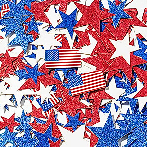 Winnwing Independence Day Patriotic American Flag with Glitter Star Table Scatter Confetti Decor for 4th of July National Memorial Presidents Birthday Party Blue,white,red