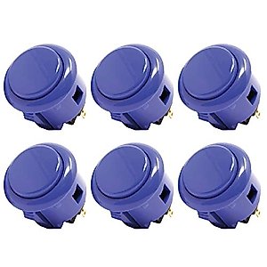 Sanwa 6 pcs OBSF-30 Original Push Button 30mm - for Arcade Jamma Video Game & Arcade Joystick Games Console (Dark Blue), Use for Arcade Game Machine Cabinet S@NWA