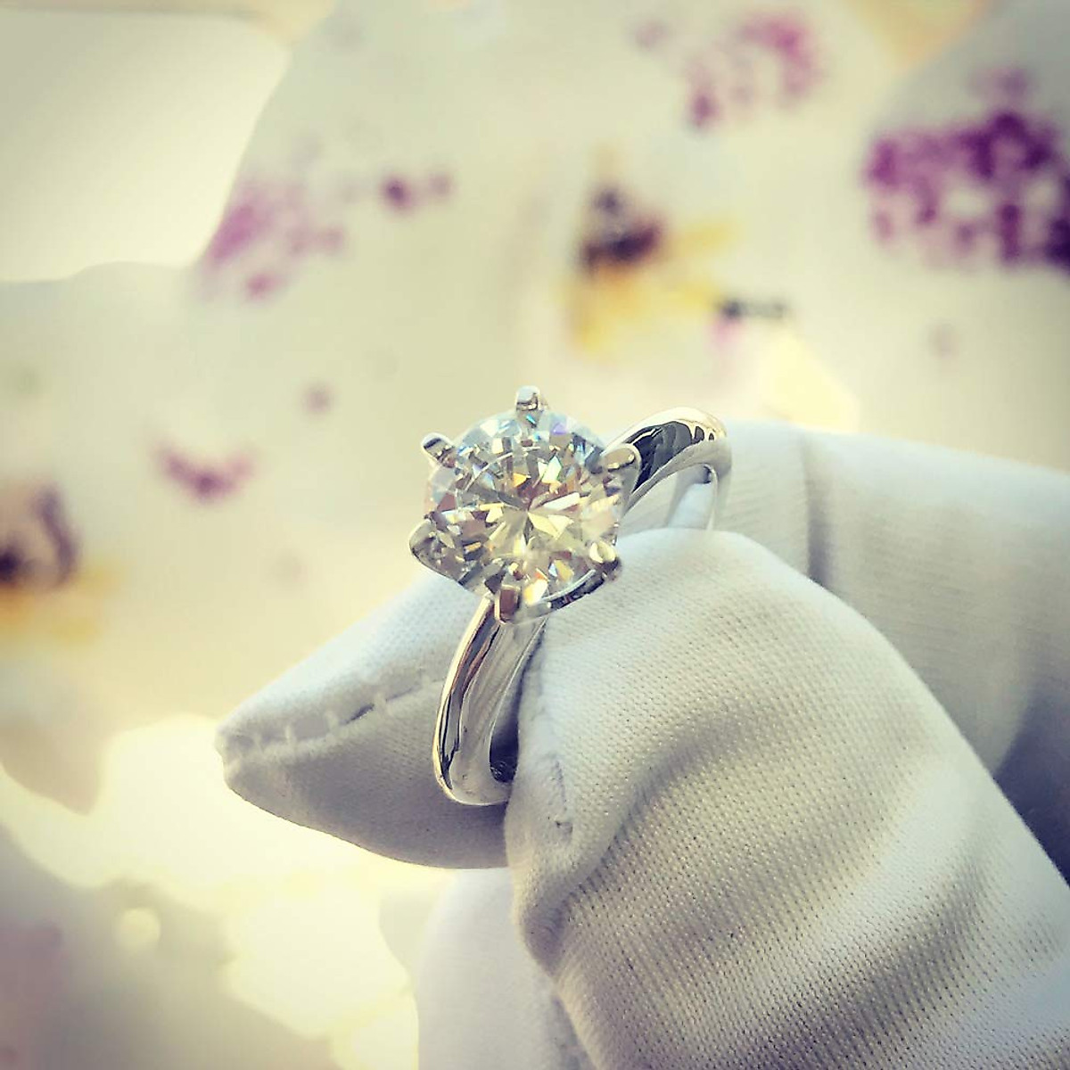 Sterling Silver Ring Round 1.5 carat CZ Stone 6 prong Classic Solitaire Wedding Engagement Ring 7.5MM (Size 5 to 10), 5