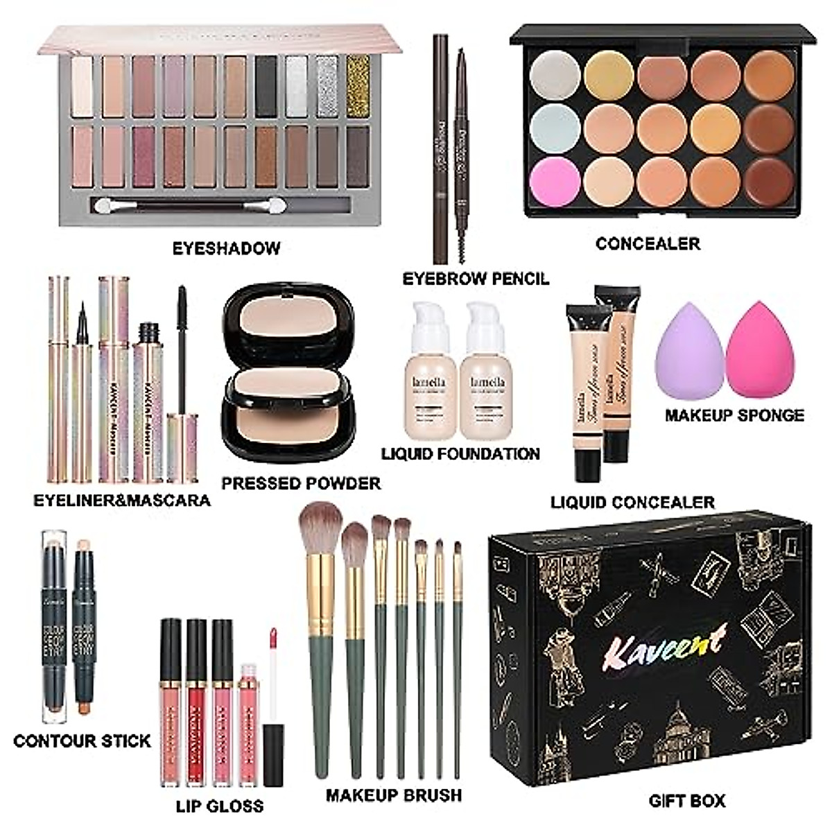 Makeup Kit Makeup Kit for Women Full Kit Makeup Sets for Teens Girls Makeup Gift Set for Women 20 Color Eyeshadow Palette Lip Gloss Foundation Concealer Makeup Powder