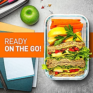 NutriChef 10-Piece Glass Food Containers - Stackable Superior Glass Meal-prep Storage Containers, Newly Innovated Leakproof Locking Lids w/Air Hole, Freezer-to-Oven-Safe,Blue