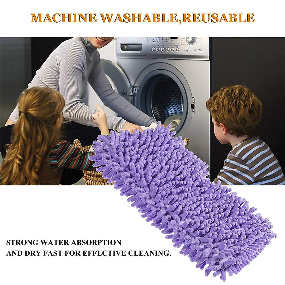 Turbokey 3 Pack Shark Steam Pocket Mops,Household Washable Microfiber Mop Pads Cleaning Pads Replacement for S3500 Series, S3501, S3601, S3550, S3901, S3801, SE450 (Purple,ZCM3)