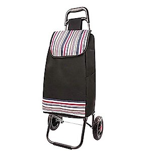 YGCBL Multifunction Portable Hand Trucks,Trolleyshopping Trolley Foldable Stainless Steel Pipe Oxford Cloth Waterproof Pu Wheel Lightweight High Capacity, Load 25 Kg,Black