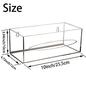 SEANADO Trash Bag Dispenser Holder, Wall Mount Acrylic Kitchen Single Side Loaded Organizer Storage Box Holder for Garbage Bag Grocery Bag Plastic Bag(10 x 4.7X 4inches)