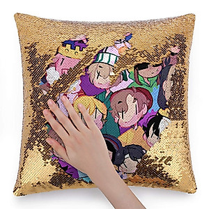 ZDZHWX Flip Sequin Pillow Cases Reversible Sequin Square Cushion Cover for Decor Bedroom Sofa Car 16 x 16 Inches