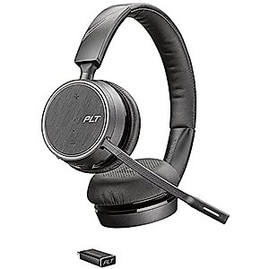 Plantronics - Voyager 4220 UC USB-C (Poly) - Bluetooth Dual-Ear (Stereo) Headset - Connect to PC, Mac, & Desk Phone - Noise Canceling - Works with Teams, Zoom & more