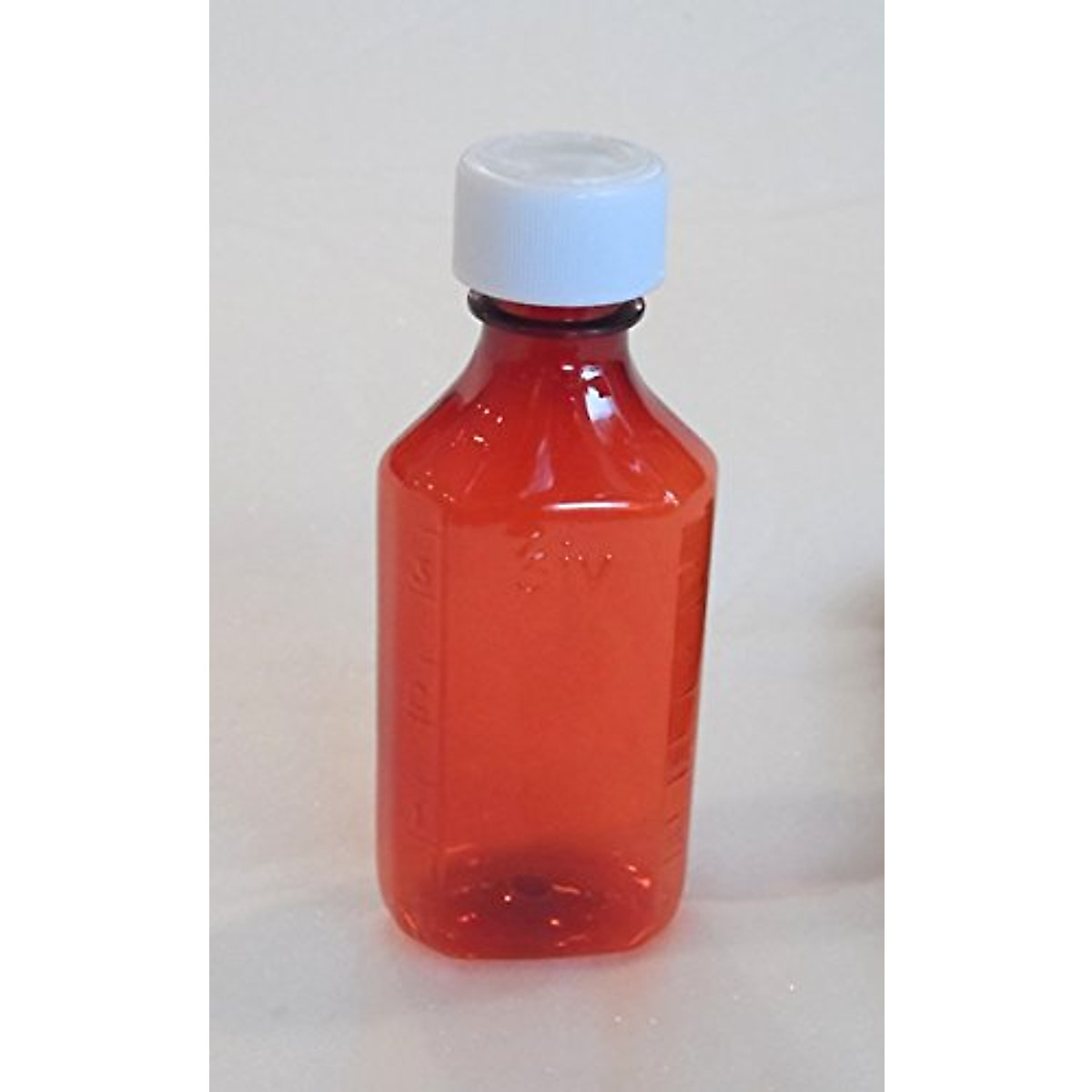 4 Ounce Graduated Oval Amber Plastic Medical Bottle and Cap Package of 25 Pharmaceutical Grade Product