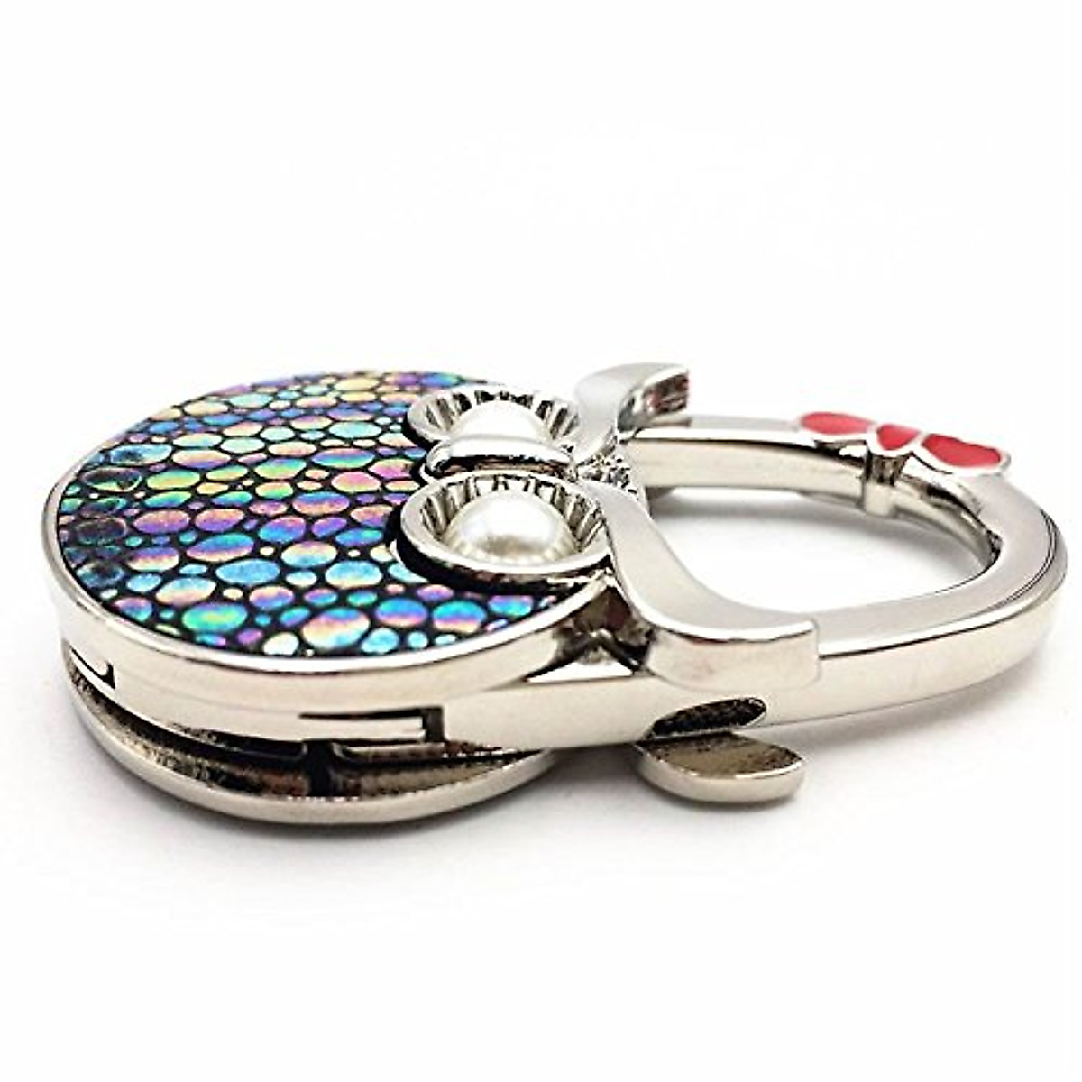 ROFLYER Night Owl Style Butterfly Pattern Design Shoulder Handbag Hangers Folding Purse Holder Bag Hooks, with Velvet Pouch (Colorful Dots)