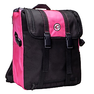 Case-It BKP-102 Laptop Backpack with Hide-Away Binder Holder, Fits 13-Inch Laptops, Black/Pink (BKP-102 BLKP)