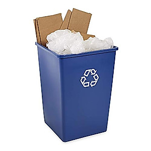 Rubbermaid Commercial Products 35-Gallon Untouchable Square Trash/Garbage Can for Offices/Stores/Restaurants, Blue Recycling (FG395873BLUE)