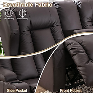 SAMERY 65.5" RV Loveseat Recliner Double Recliner RV Sofa & Console | Wall Hugger Reclining RV | RV Theater Seats | RV Couch | RV Theater Seating | RV Furniture, Home Theater Seating… (Brown)
