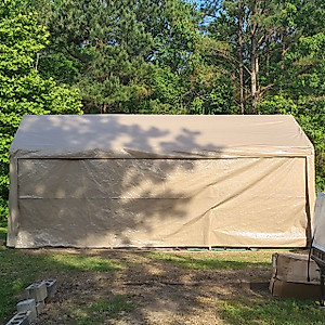 ALEKO Carport | Outdoor Event Tent | Carport Garage Canopy | Shelter Storage with Sidewalls | 10 x 20 x 8.5 Feet | Beige