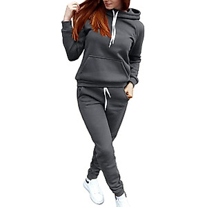 TTBDWiian 2025 Pink Tracksuit for Women 2 Piece Outfits Workout Sets Tracksuit Long Sleeve Hooded Jogger Pant Matching Set