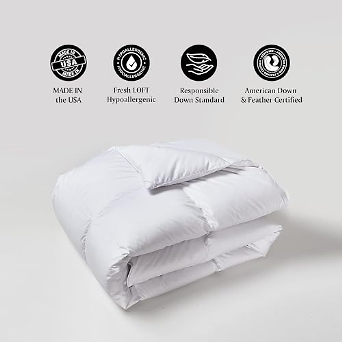 Beautyrest White Goose Down Comforter King Size - All Seasons Warmth Sateen Cotton European Down Duvet Insert 650 Fill Power Feather Down Comforter Insert Made in USA