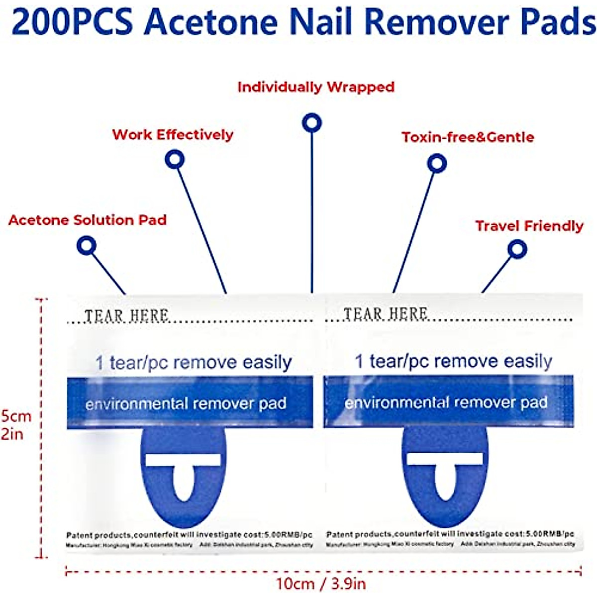 Gel Polish Remover Wipes 200PCS Nail Cleaner Wipes, Nail Polish Remover Pads Gel Nail Soak Off Acrylic Nails, Nail Remover Wraps Acetone Nail Art Remover Nail Wraps Gel Nail Pads for Salon Home Use