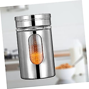 Seasoning Bottle Glass Sauce Bottles Stainless Steel Shaker Seasoning Containers Organiser Silver Pepper Shaker Seasoning Storage Box Condiment Bottle Castor Barbecue Sealed Jar