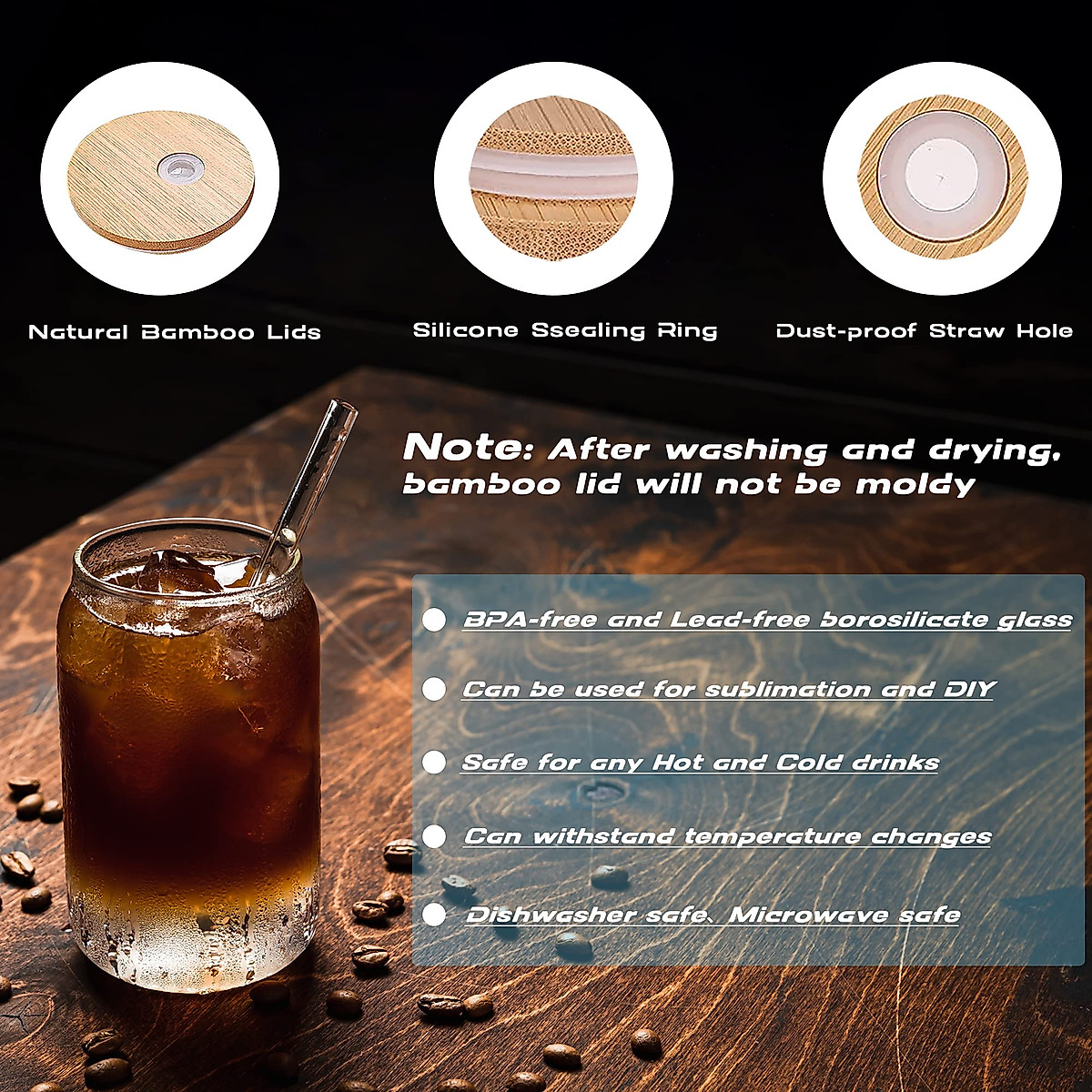 VACVOU 25 Pack 16oz Beer Can Glass with Lids and Straw, Can Shaped Glass Cups,Glass Cup,Beer Glasses Drinking Glasses Bulk (Transparent)