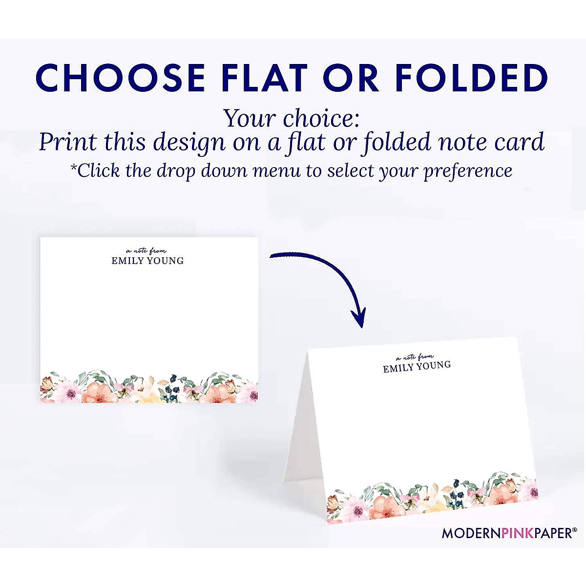 Personalized Floral Stationery Set, Personalized stationary for Women, Your Choice of Colors and Quantity