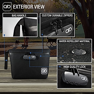 HELMET HEAD Smell Proof Bag with Combination Lock, Durable Water Repellent Odorless Stash Bag Comes With Mylar Bags and Inside Pouches For Your Herbs and Smelly Accessories (Black)