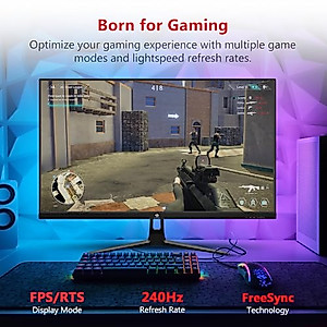Z-Edge 24.5" Gaming Monitor, Z-Edge UG25I FHD 1920x1080 240Hz Gaming Monitor, 1ms Frameless LED, AMD Freesync Premium Display Port HDMI Built-in Speakers