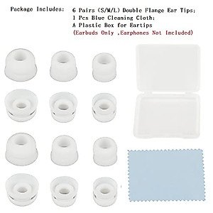 Double Flange Replacement Ear Tips Compatible with Beats Studio Buds and Beats Fit Pro,6 Pairs S/M/L Silicone Earbud Tips White
