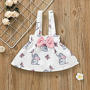 Newborn Baby Girl Spring Clothes Ruffle Dress Ruffle Cloth +Polka Dot Overall Dress Bow Set for Birthday