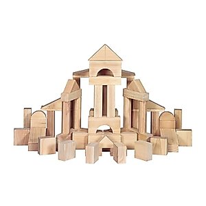 Melissa & Doug Standard Unit Solid-Wood Building Blocks With Wooden Storage Tray (60 pcs) Classic Wooden Blocks For Toddlers Ages 3+