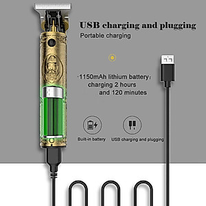 Bastmei Professional Mens Hair Clippers 0mm Zero Gapped Cordless Hair Trimmer Rechargeable Grooming Kits For Men T-Blade Beard Trimmer