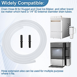Drain Hose Extension for Nugget & Opal Ice Maker, Ice Maker Drain Hose Extension fit for Ice Maker with 1/4'' ID Draining Hoses, Ice Maker Parts