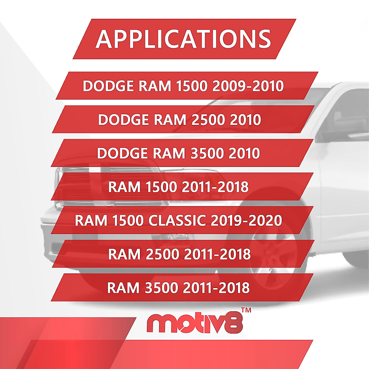 Motiv8 Dodge RAM Rear Parking Assist Wiring Harness, Jumper 1500 09-10, 2500 3500 10, 11-18 RAM 1500 2500 3500, 19-20 RAM 1500 Classic | Backup Sensor Light Wiring Harness Warning System | 68031820AA