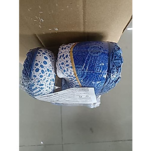 WINGFAI Men's Soccer Shoes Cleats Professional High-Top Breathable Athletic Football Shoes Outdoor/Indoor Professional Futsal Football Training Sneakers White-Blue 4 US