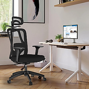 MUNNAR Ergonomic Office Chair, Home Office Desk Chairs, Comfy Mesh Office Chair, Computer Desk Chair Gaming Chair with Adjustable Lumbar Support, Headrest and Armrest, SGS Certified Gas Cylinder